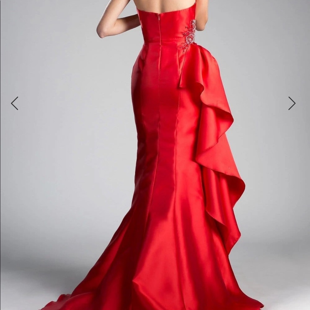 Strapless Side Embellished Mermaid Evening Gown - Gem